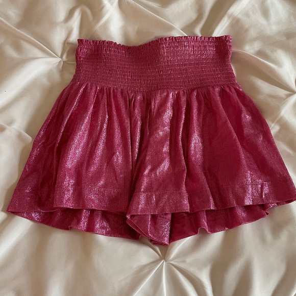 TCEC | Shorts | Hot Pink Metallic Ruffle Shorts | Poshmark